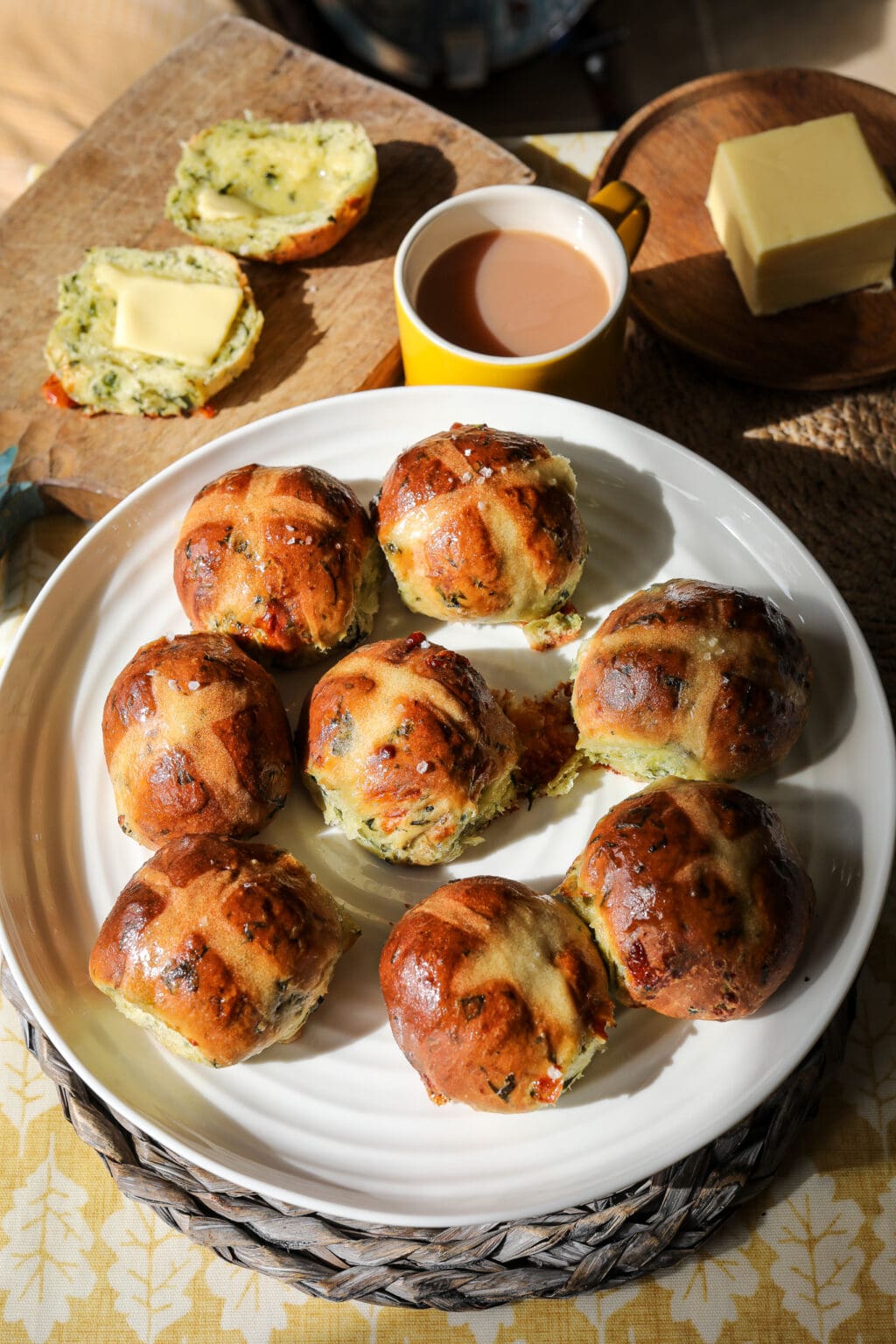 Wild garlic & Cornish blue hot cross buns - Trewithen Dairy
